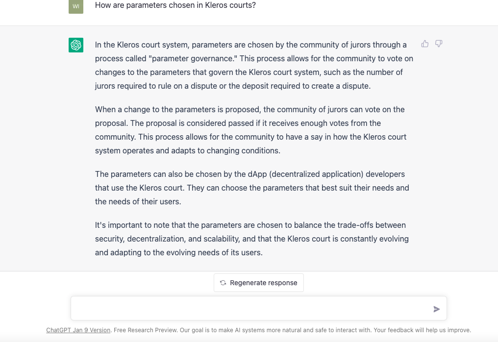 Parameterization for Kleros courts